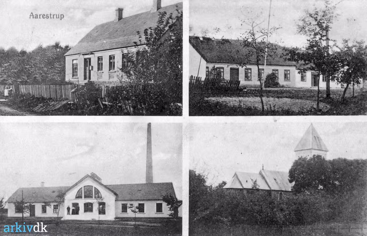 arkiv.dk | Postkort: Posthuset i Aarestrup, Skolen i Aarestrup ...