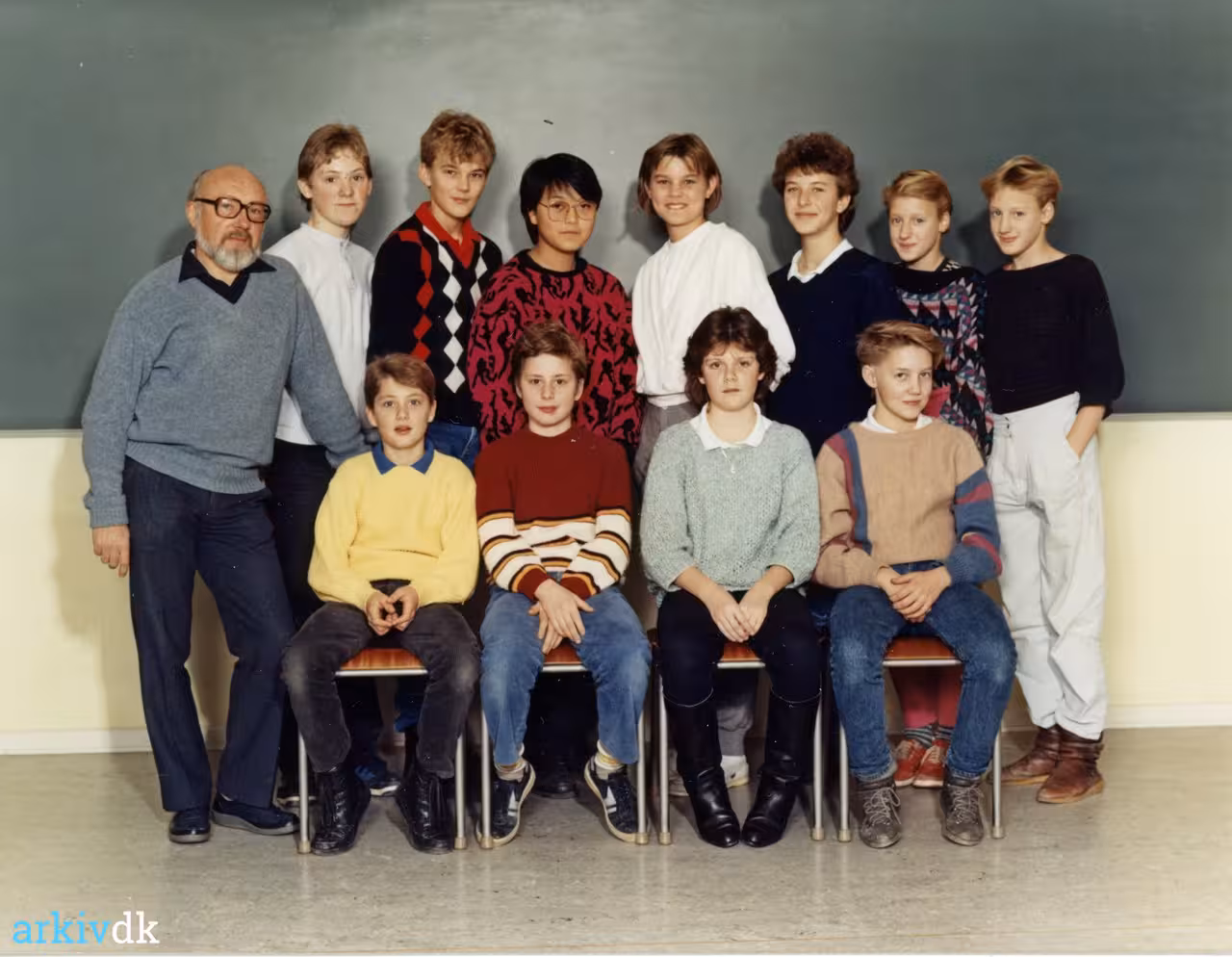 arkiv.dk | Klassebillede af 7. klasse på Gadsbølle Skole i 1985.
