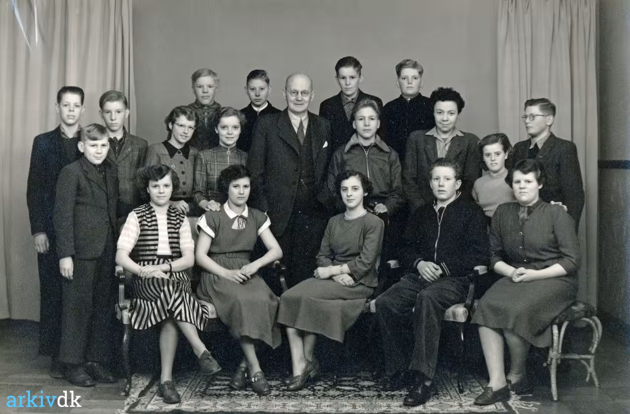 arkiv.dk | Konfirmandhold med pastor Otto Sørensen