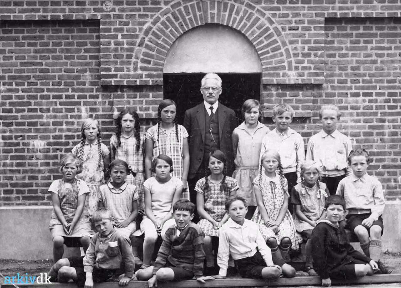 arkiv.dk | Skolebillede fra Holevad skole, ca.1930