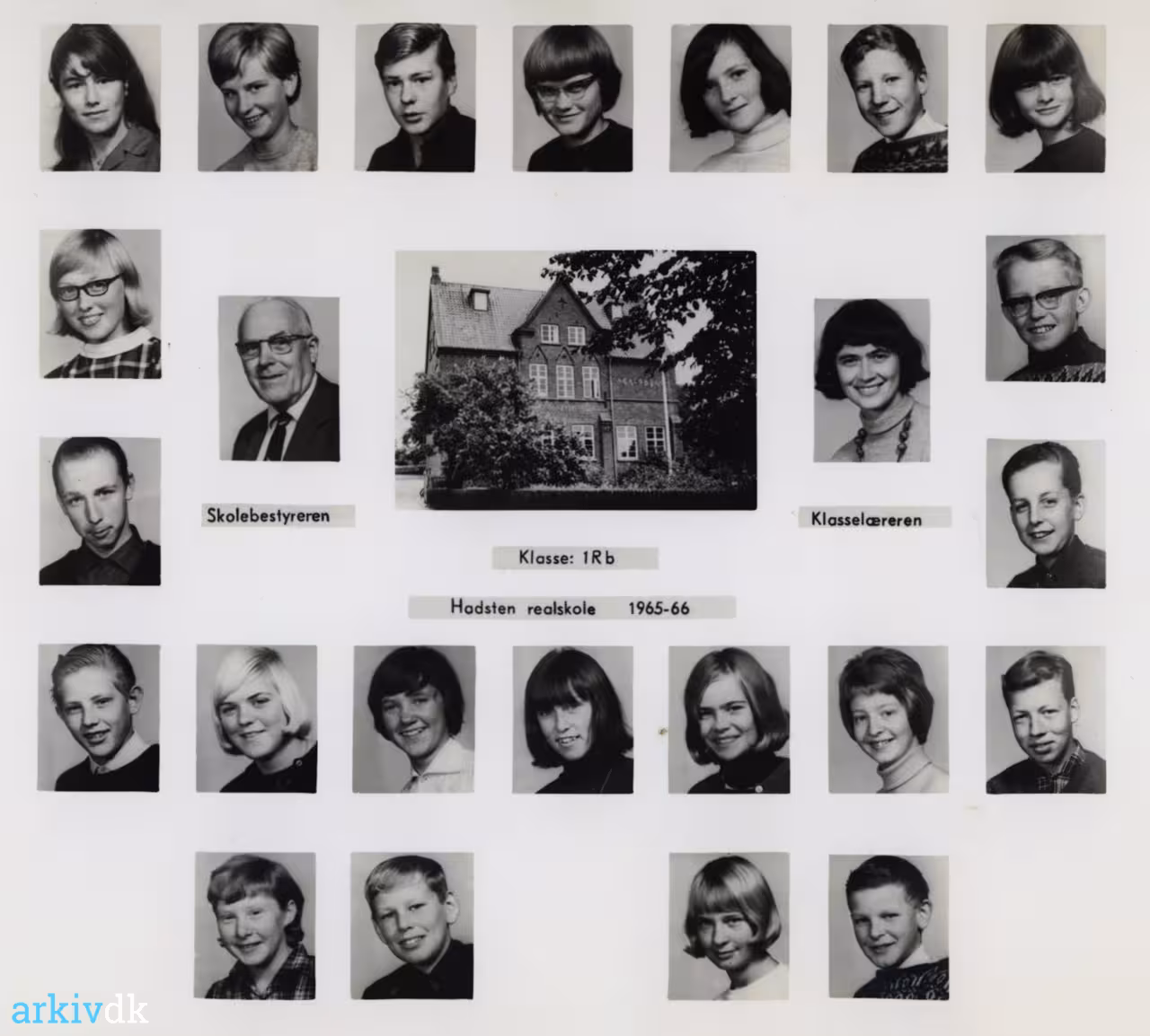 arkiv.dk | Hadsten Realskole - elevfoto 1965-1966 1. real B