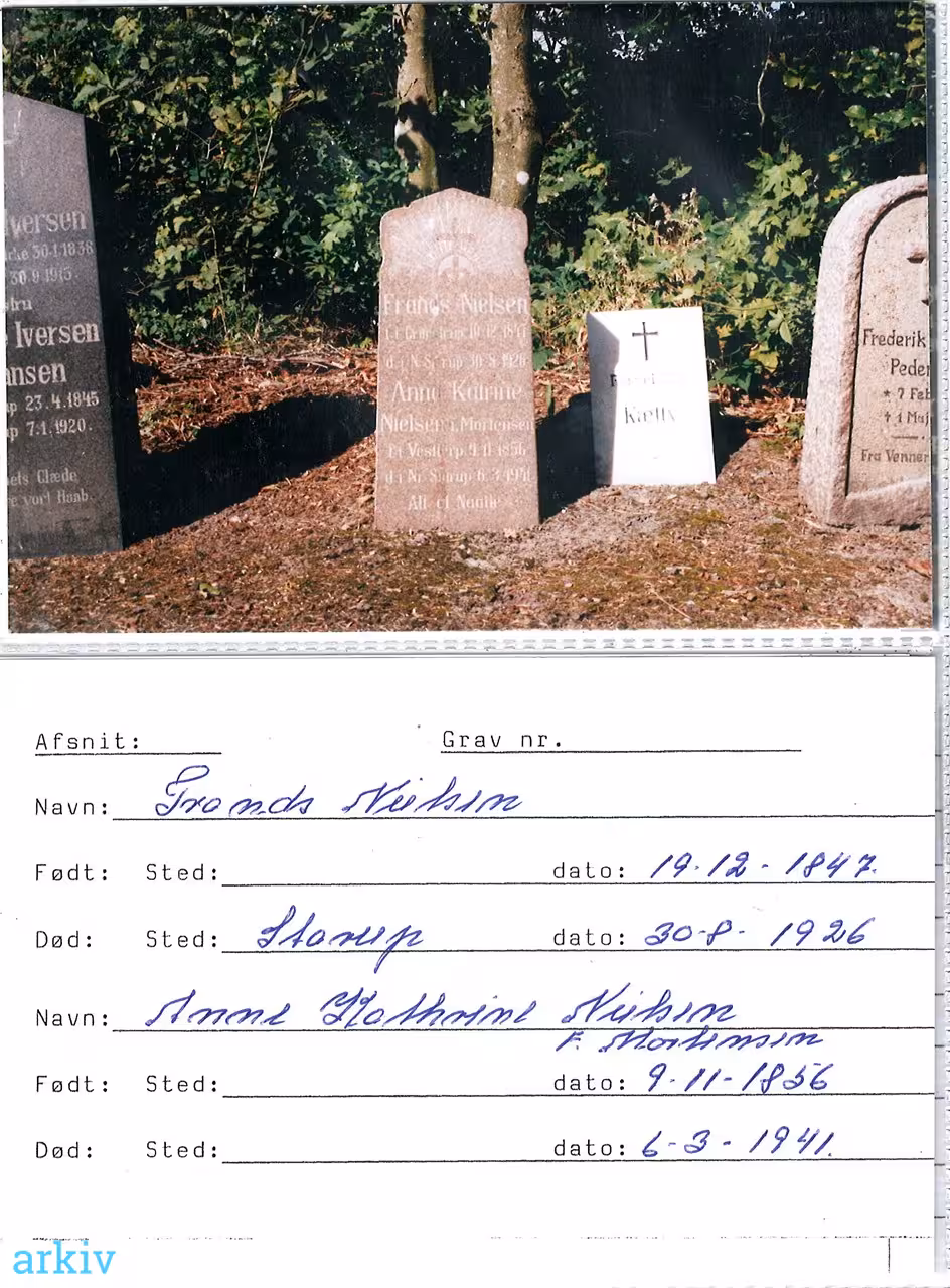 arkiv.dk | Gravsten over Frands Nielsen og Anne Katrine Nielsen