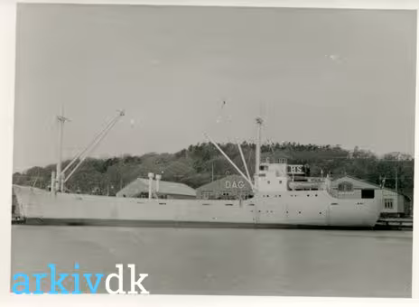 arkiv.dk | Skib ved kaj i Skive Nordhavn, ca. 1955.
