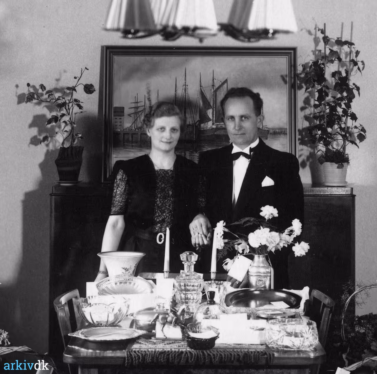 arkiv.dk | Brudeparret Kathrine Elisabeth Hansen og Anders Godtfred Larsen