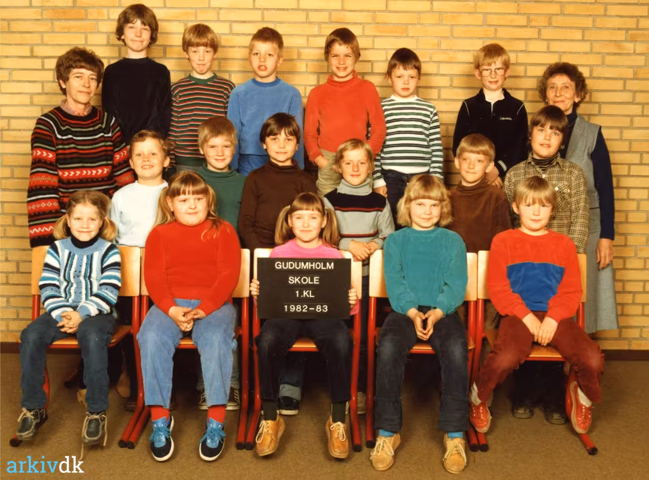 arkiv.dk | Gudumholm skole, klassebillede 1. klasse 1982-83