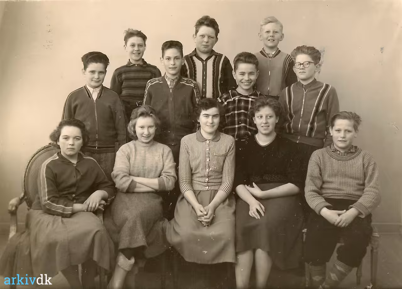 arkiv.dk | Galten Hovedskole, klassebillede. 1958