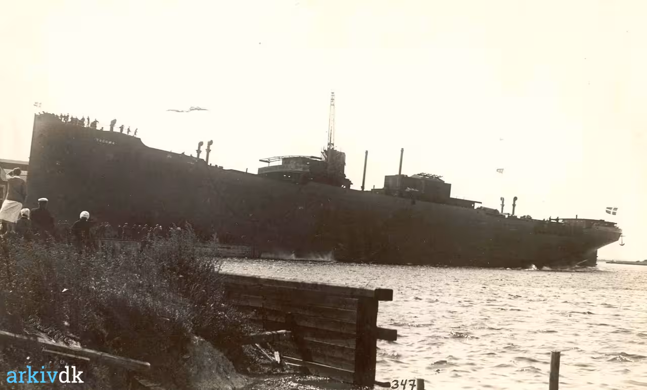 arkiv.dk | Stabelafløbning på Nakskov Skibsværft.