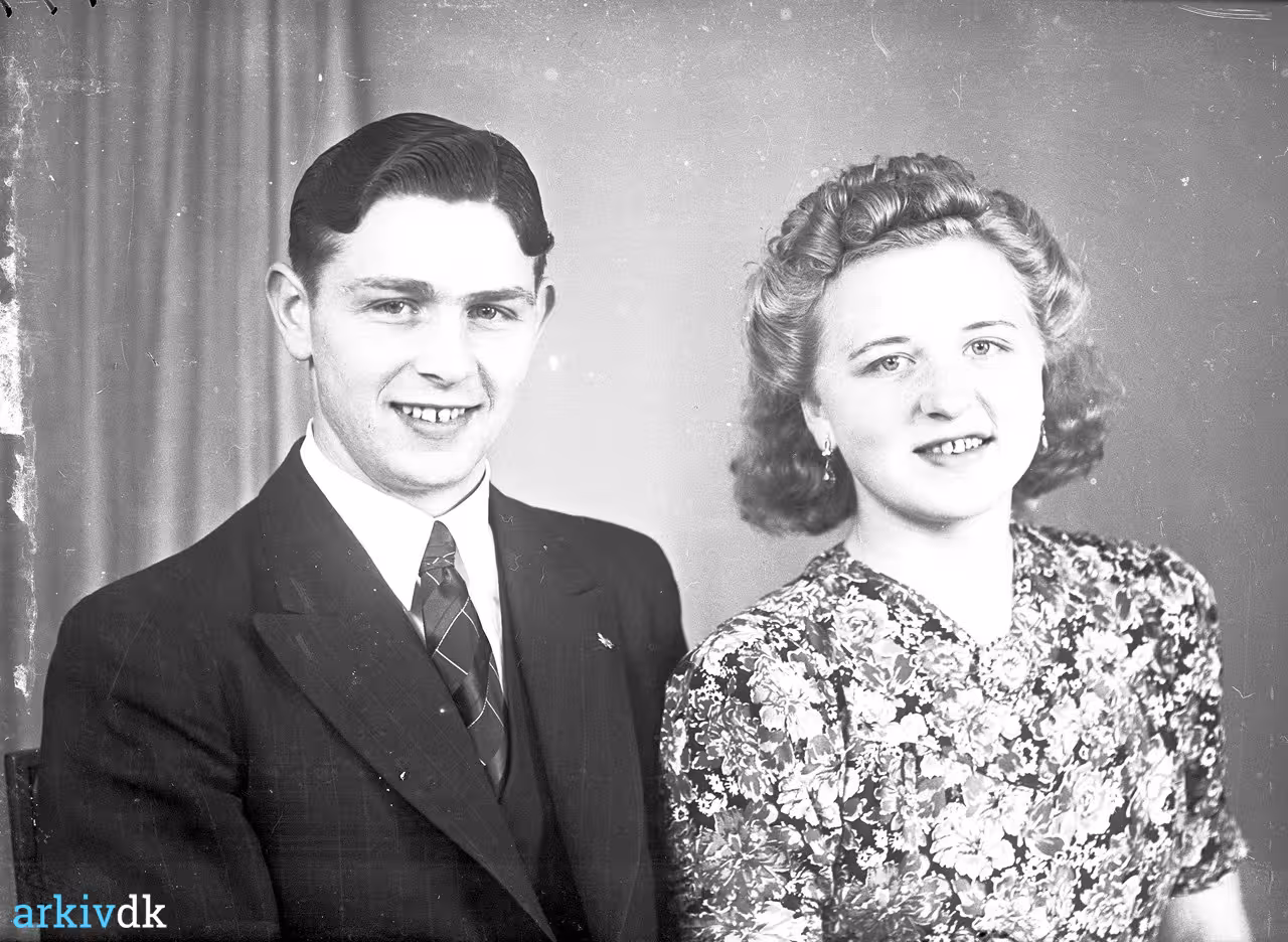 arkiv.dk | Mejerist Knud Rasmussen med kæreste, Krarup