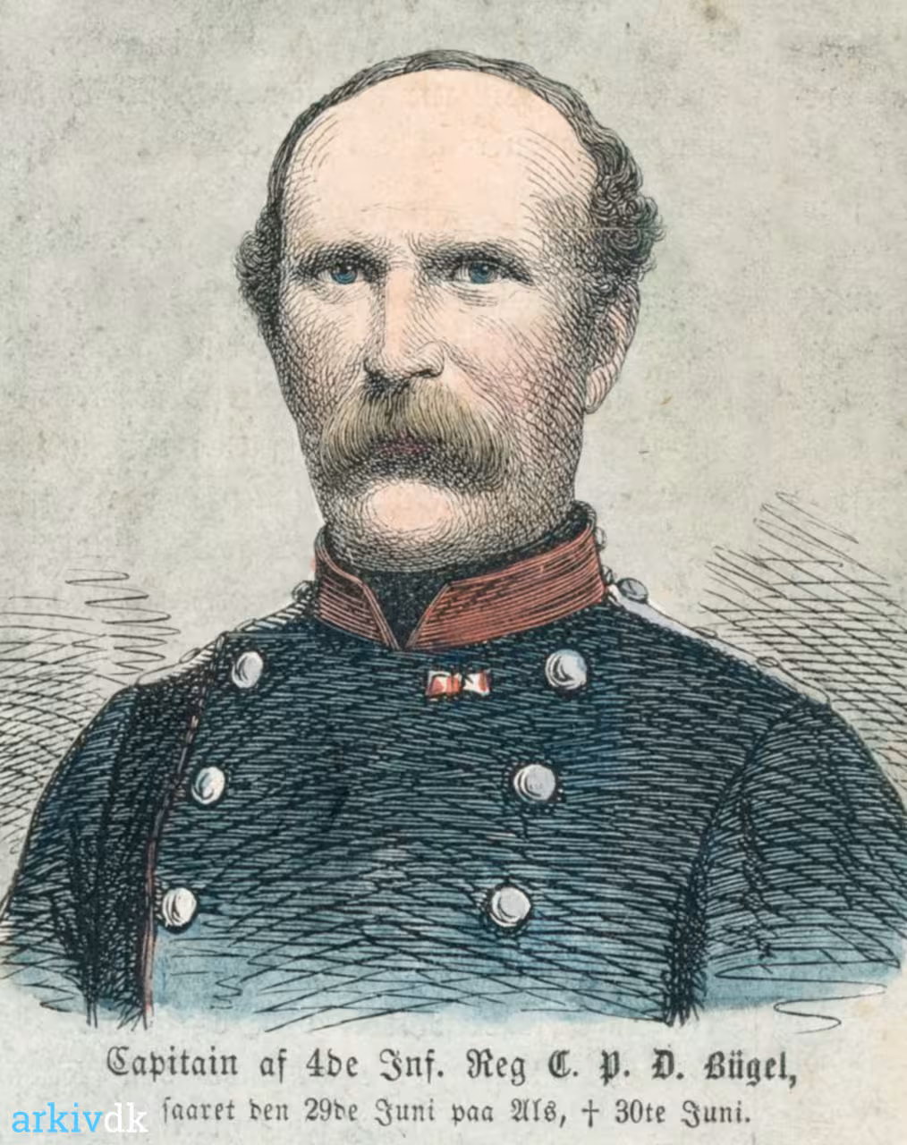 arkiv.dk | Bügel, Casper Peter Daniel, kaptajn, 1864