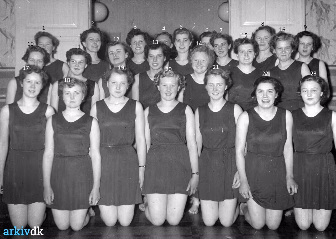 arkiv.dk | Brenderup gymnastik, .Damer ca. år 1950-60, Brenderup sogn