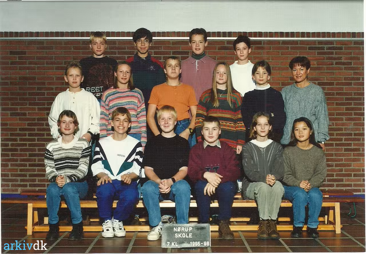 arkiv.dk | Klassebillede Nørup Skole 1995. 7.kl.