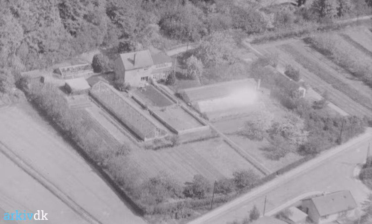 arkiv.dk | Luftfoto af Klitgaards gartneri "Frederiksminde"