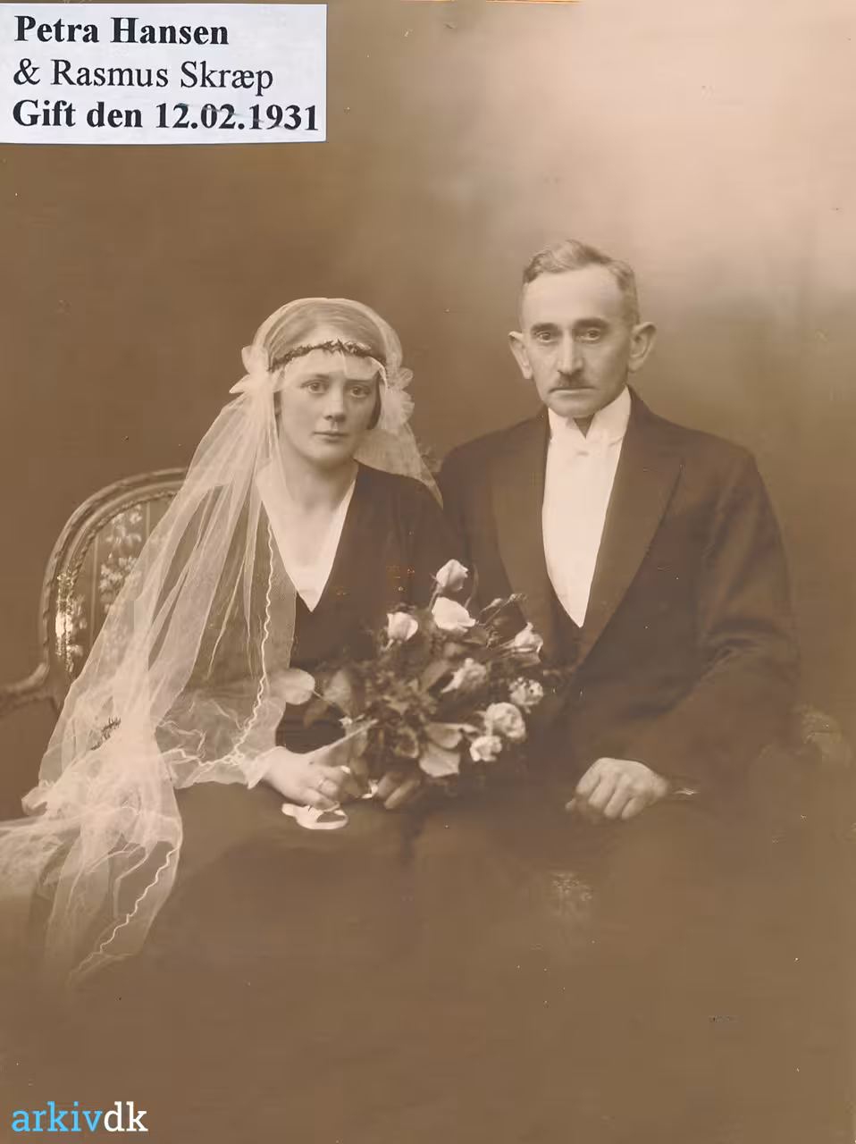 arkiv.dk | Brudeparret Petra og Rasmus Pedersen Skræp