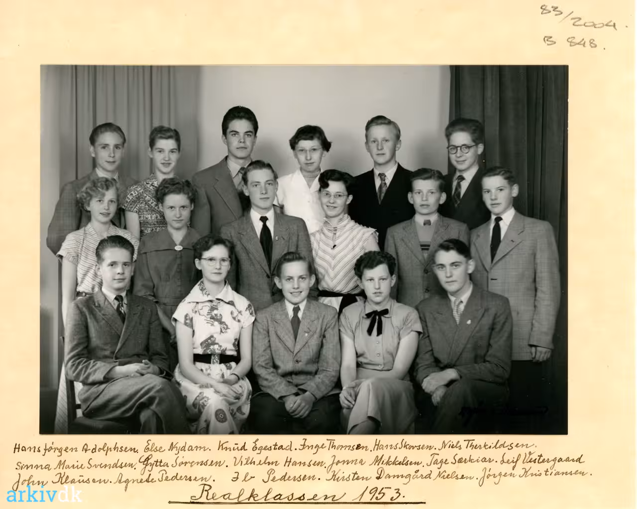 arkiv.dk | Hadsten Realskole. Realklassen 1953, 8370 Hadsten