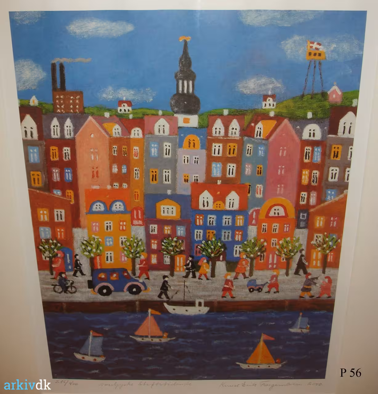 arkiv.dk | Litografi. Knud Erik Færgemann. Aalborg by. År 2000