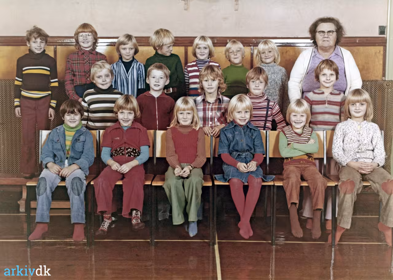 arkiv.dk | Tanderup skole. Klassebillede. 1. kl. 1977-1978,Tanderup sogn