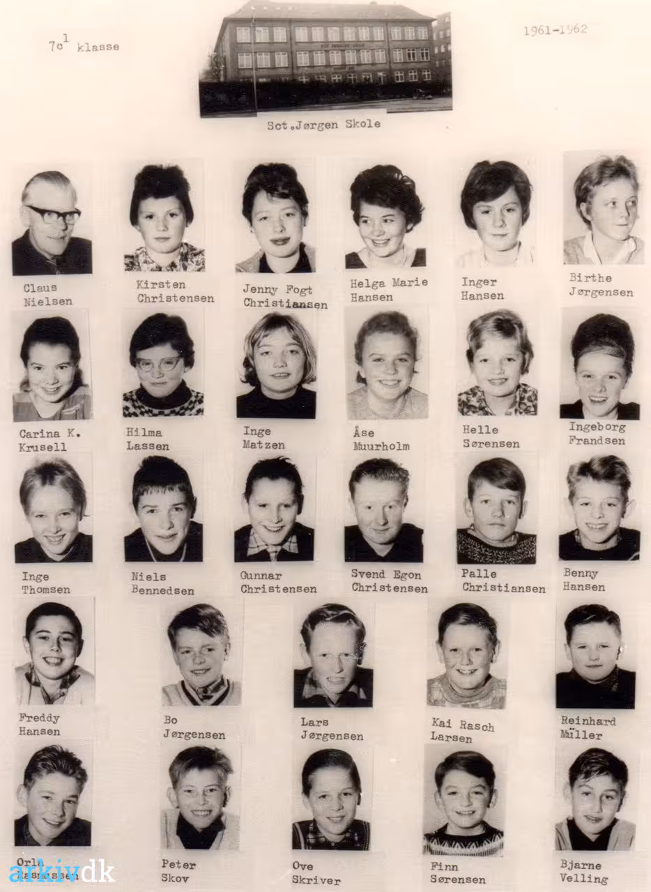 arkiv.dk | Sct. Jørgens Skolen Klassebillede 7c klasse 1962