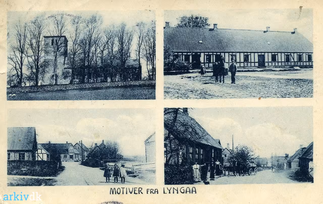 arkiv.dk | Postkort til Kirsten Kirstine Nielsen, Lyngå sogn, Favrskov. Med motiver fra Lyngå.