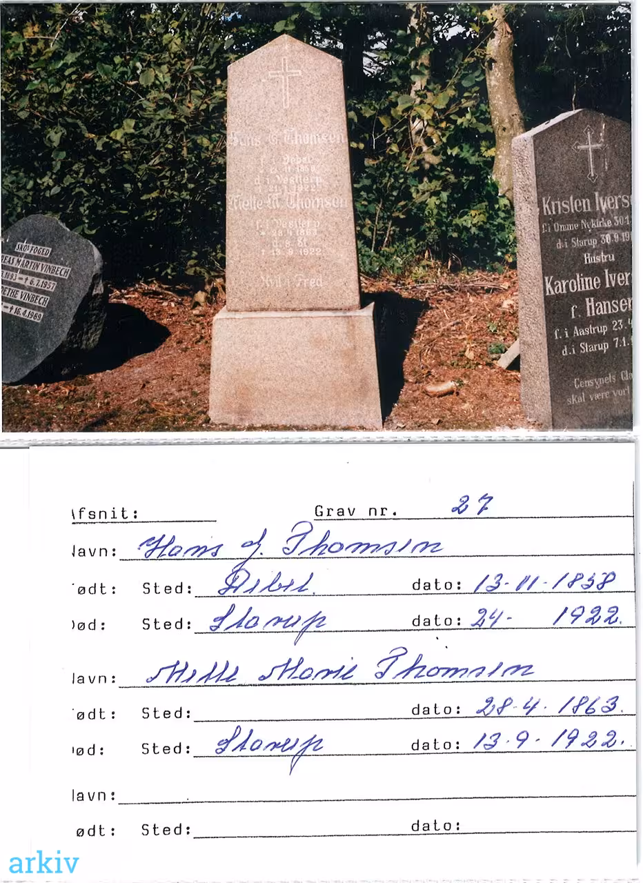 arkiv.dk | Gravsten over Hans G. Thomsen og Mette M. Thomsen